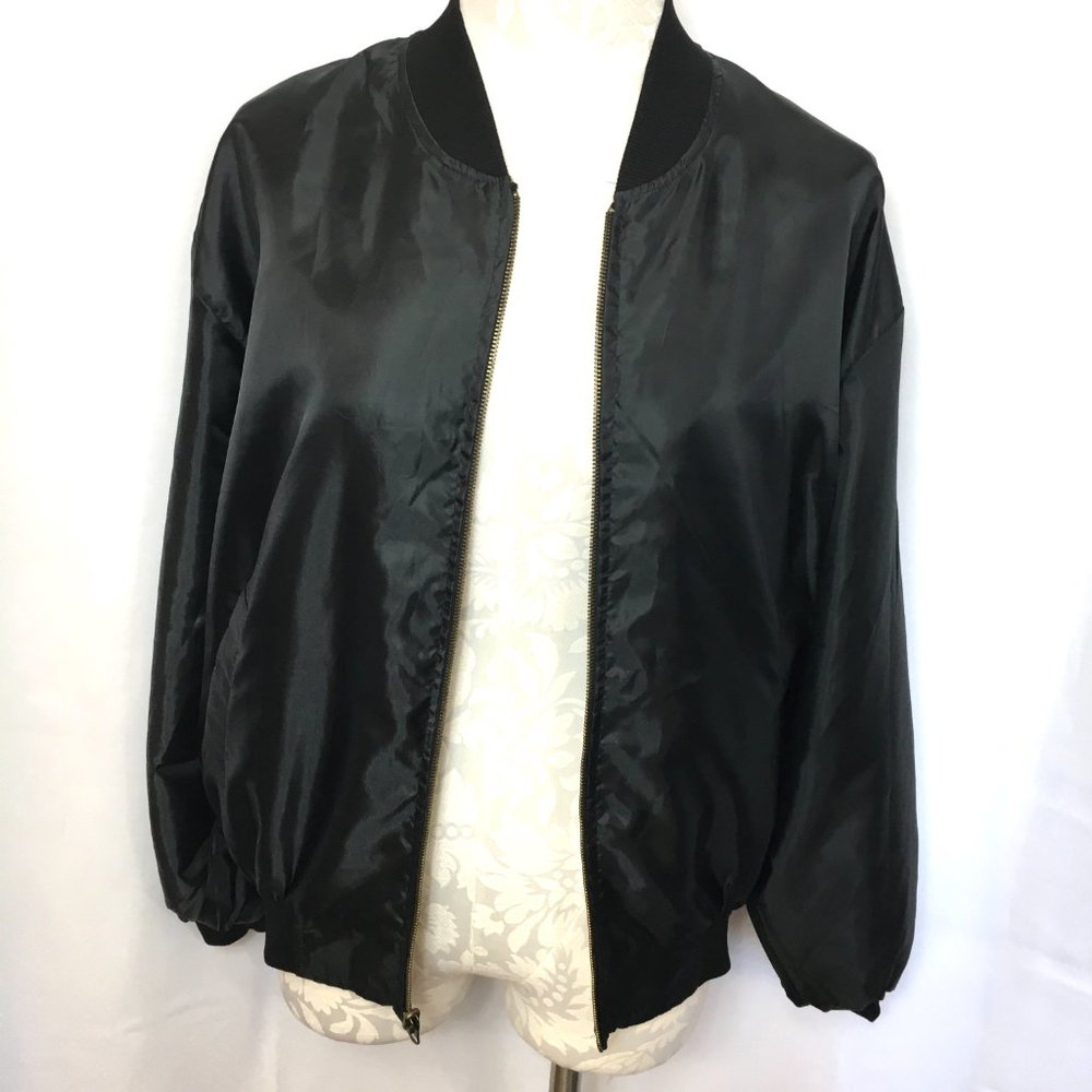 80’s Reversible Bomber Jacket Ornate Scarf Print Shiny - Gem